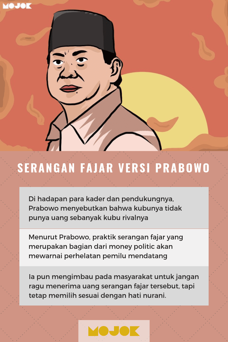 Saran Ciamik Prabowo Tentang Serangan Fajar: Terima Uangnya, Pilih ...